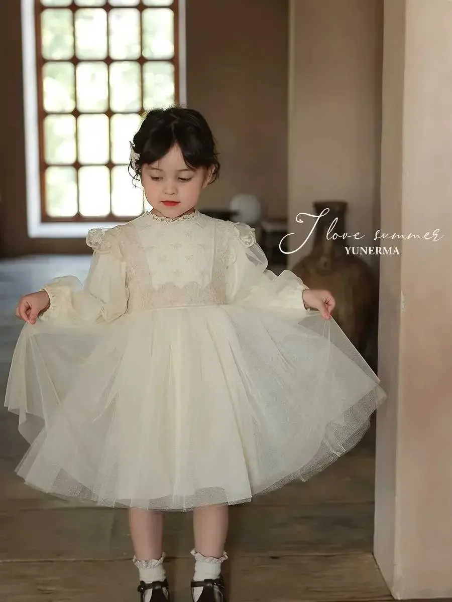 Girls Lace Fluffy Yarn Dress Crew Neck Gauzy Party... From Popular ...