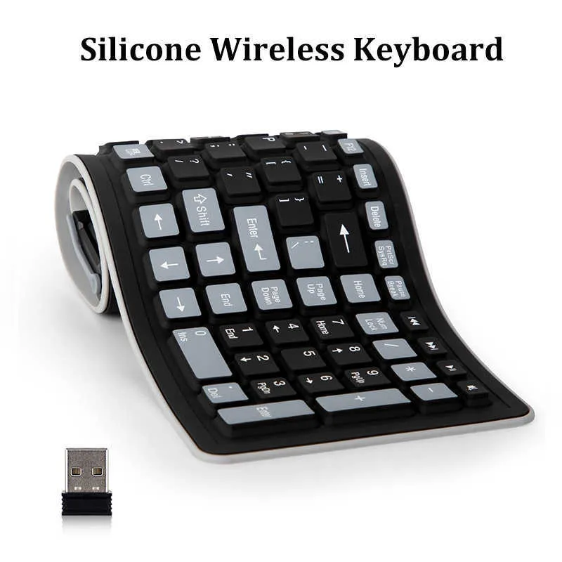 Z250326 Wireless Silicone Keyboard Foldable Waterproof Slim Flexible ...