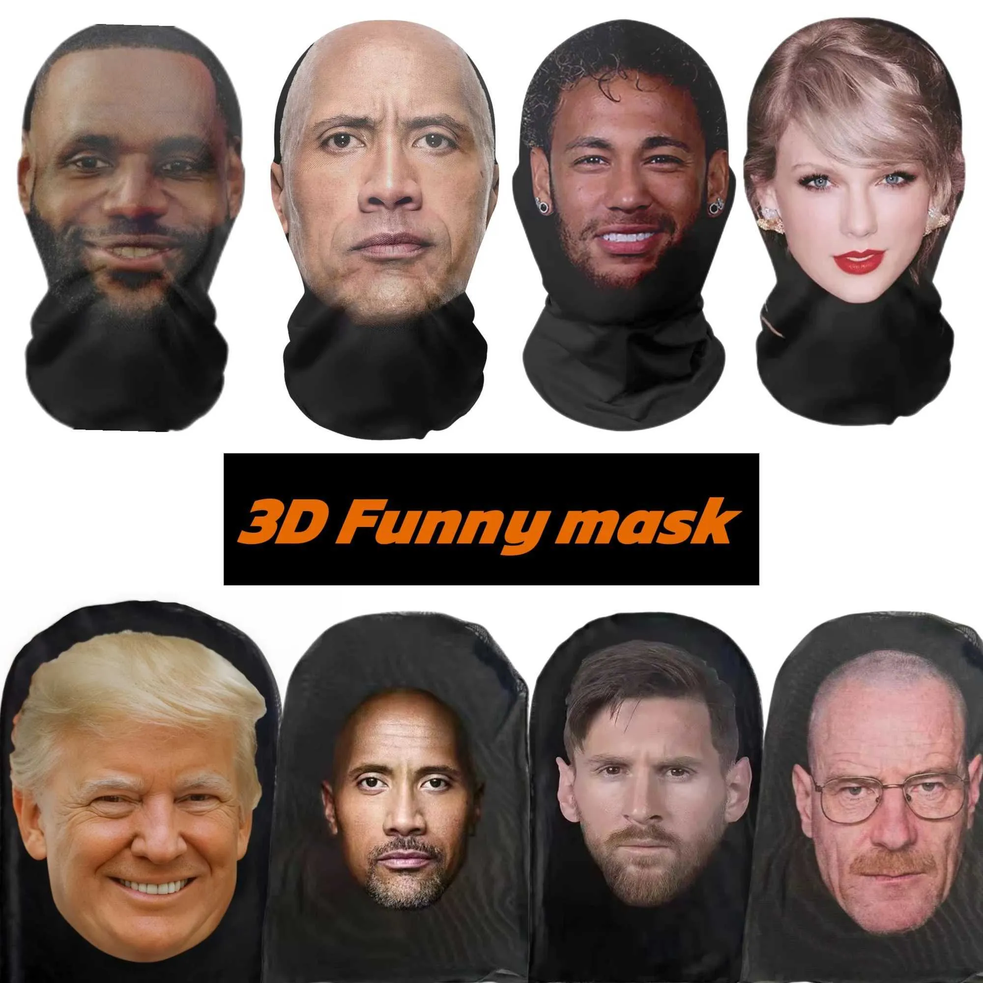 Lightweight 3D Ronaldo Grid Weird Face Masks UV Protective Headcover ...