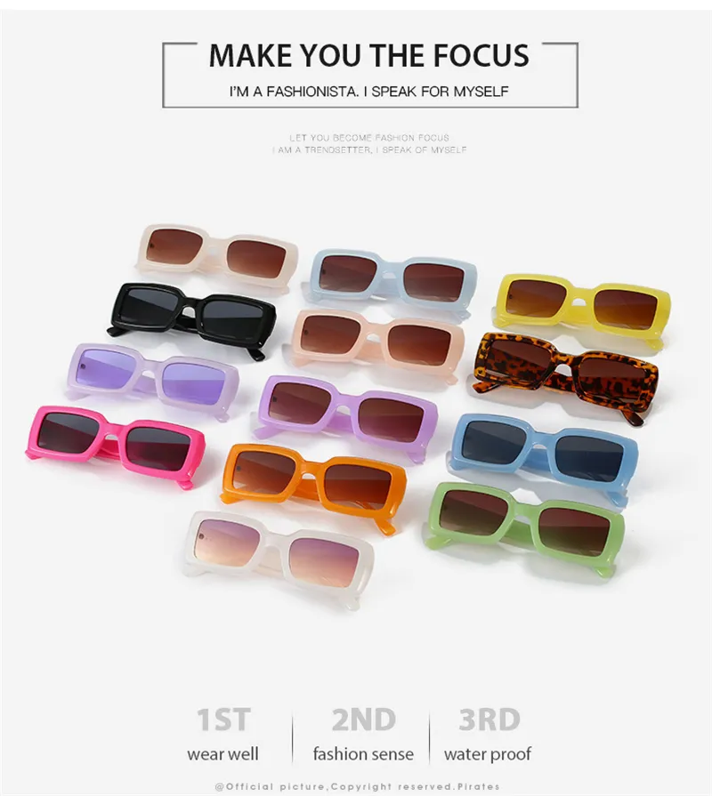 Small square frame jelly sunglasses with amber PC lenses and UV380 ...