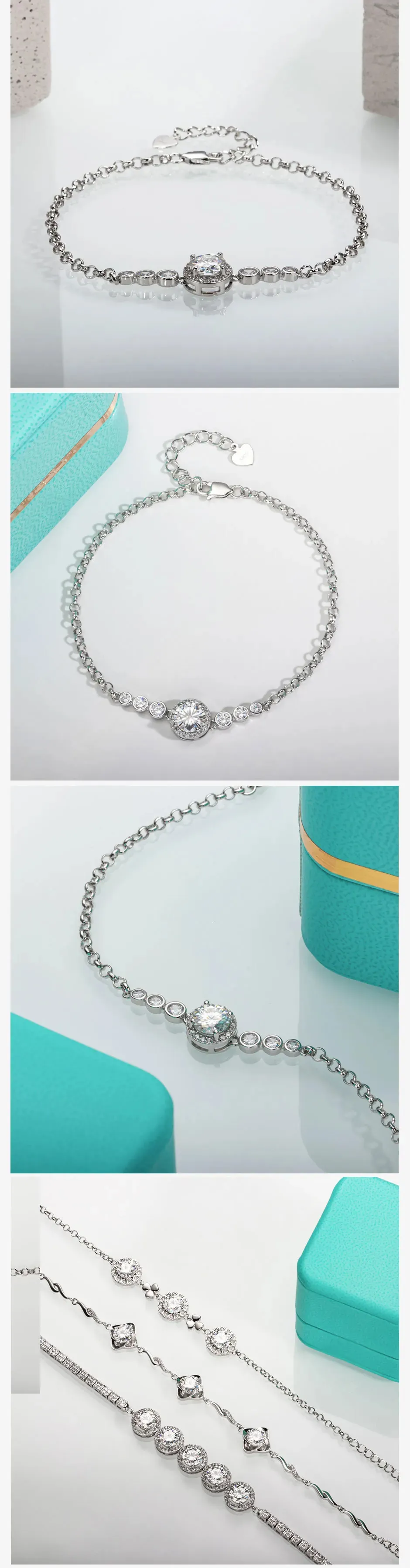 AnuJewel 1ct Diamond Tennis Bracelet in Silver with 18K White Gold ...