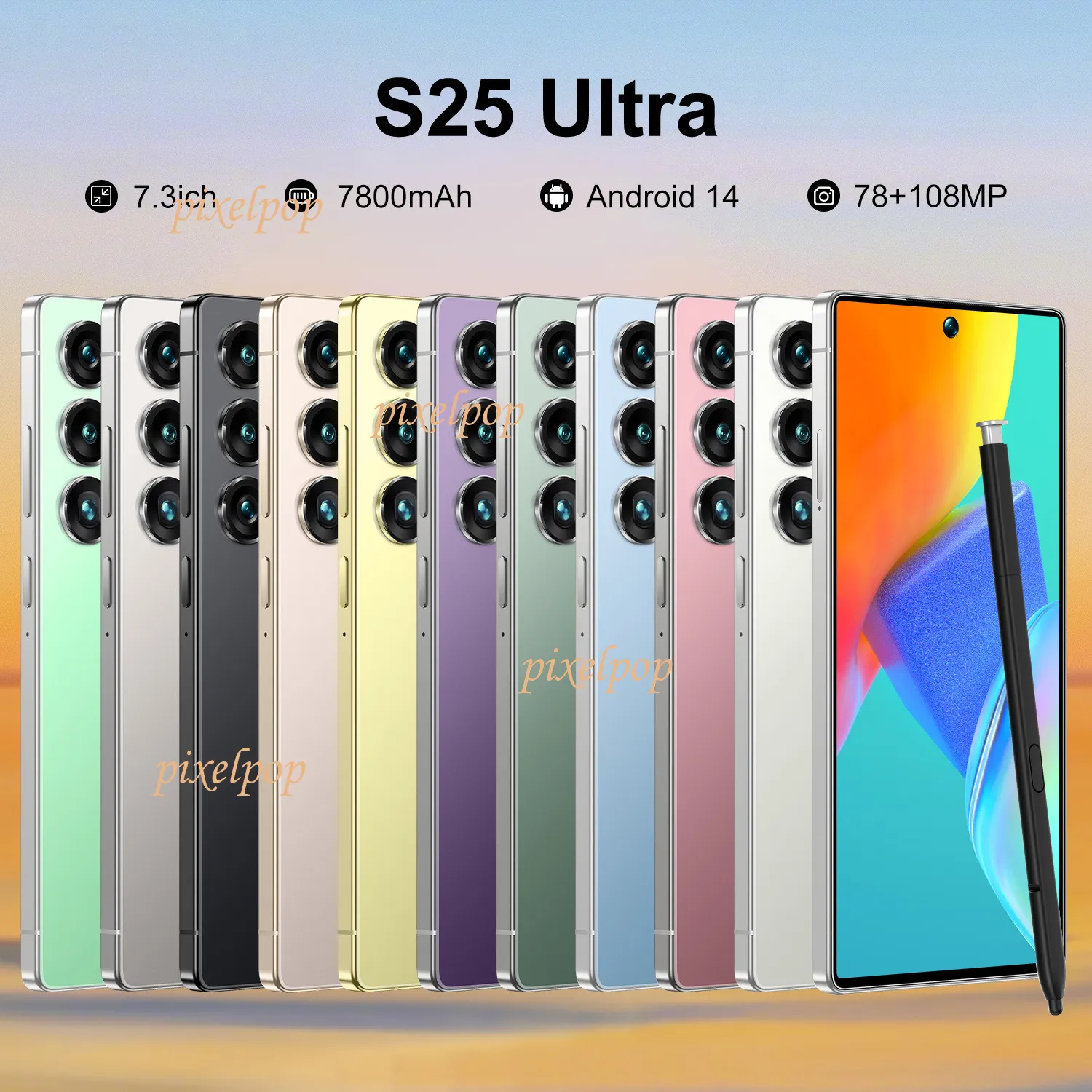 Mobile S25 Ultra 7.3 Inch Large Screen 4G Smartphone With Built In Pen ...