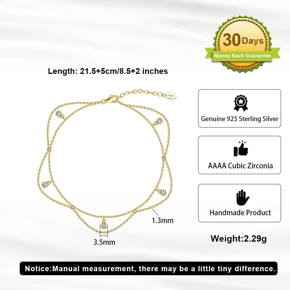 Rinntin 925 Sterling Silver Dangle CZ Anklet for Women with Red Stone, Rhodium Plated, 2.29 g ...