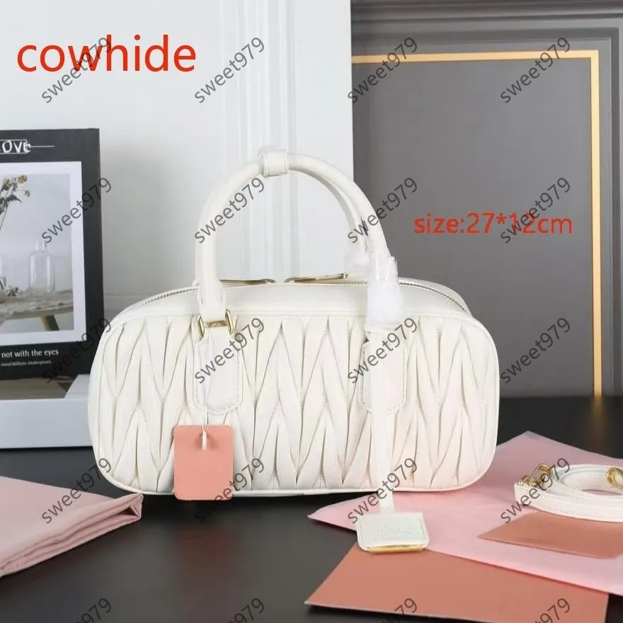 Designer Cowhide Leather Bowling Bag Versatile Handheld Shoulder ...