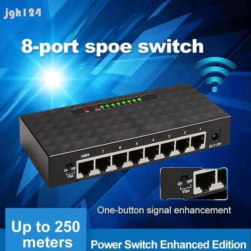 Network Switches 250M SPOE Switch Ethernet With 8 10/100Mbps Ports 6 ...