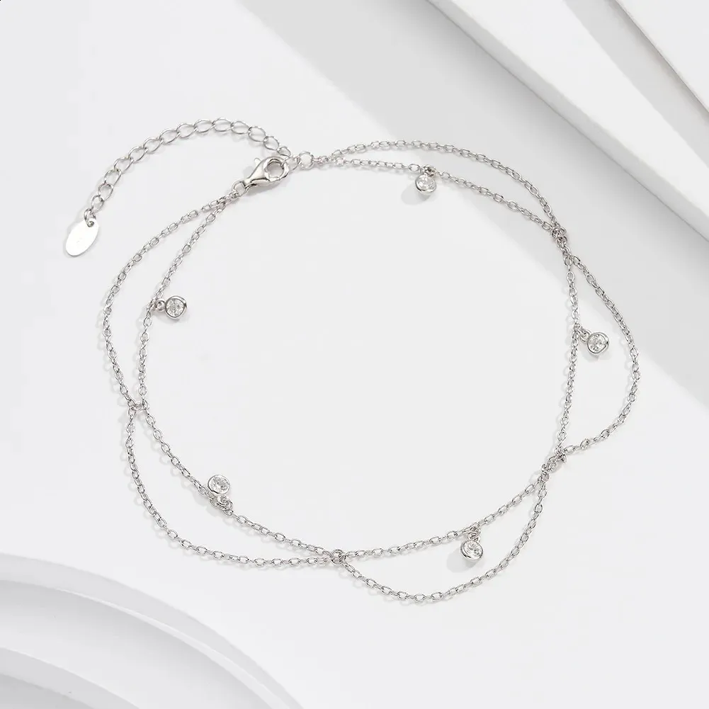 Rinntin 925 Sterling Silver Dangle CZ Anklet for Women with Red Stone, Rhodium Plated, 2.29 g ...