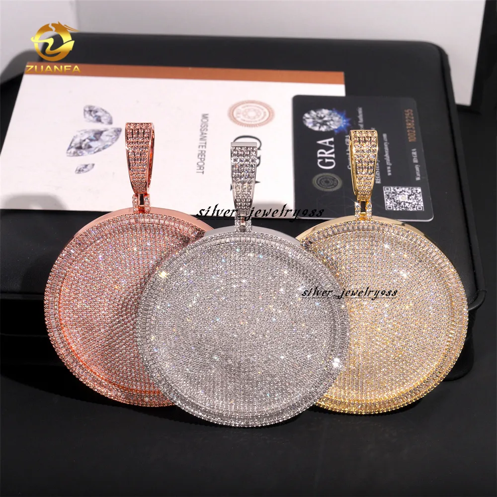 Moissanite Cuban Chain: Big 3inch Round Custom Pendant Iced Out Hip Hop ...