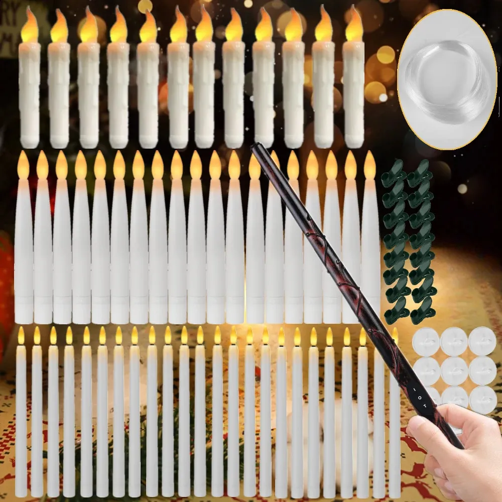 Floating Candles With Magic Wand Remote Control Flickering Warm Light ...