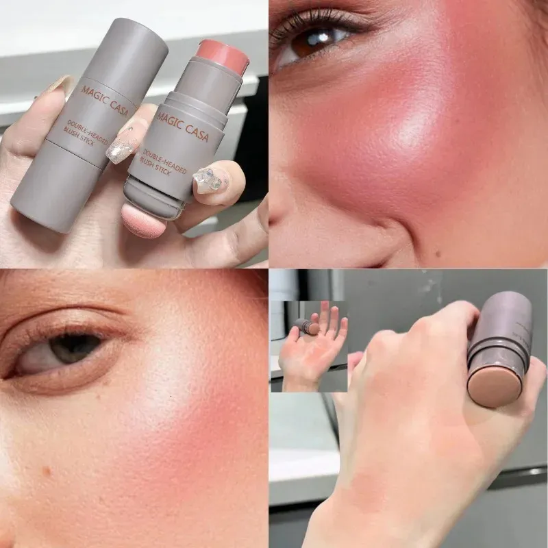 Double Ended Powder Blush Stick Matte Lip And Cheek Rouge Long Lasting ...
