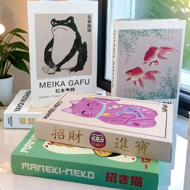 Decorative Book Box Faux Book Storage With Abstract Art Design For Home ...