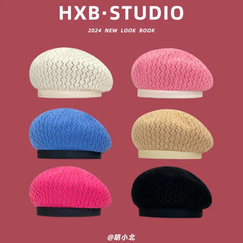 Berets Hats, Japanese Dopamine Color Knitted Beret For Women: Summer ...