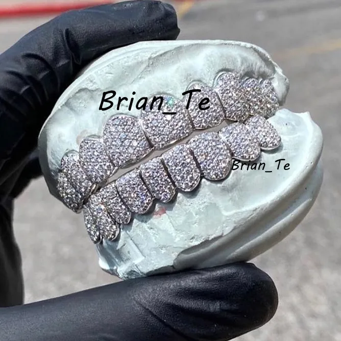 مجوهرات Grillz المخصصة: 925 Silver 14k Gold Diamond/Moissanite Iced Out ...