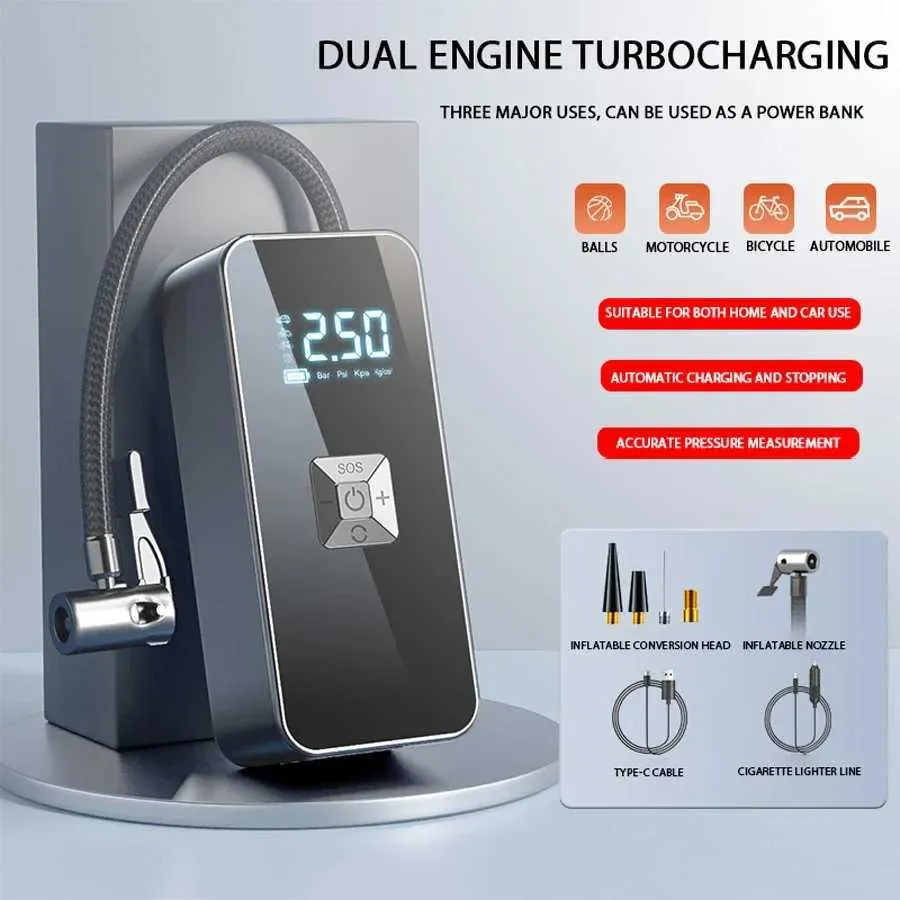 Portable Tyre Air Pump Wireless Intelligent Digital Display Car Tire ...
