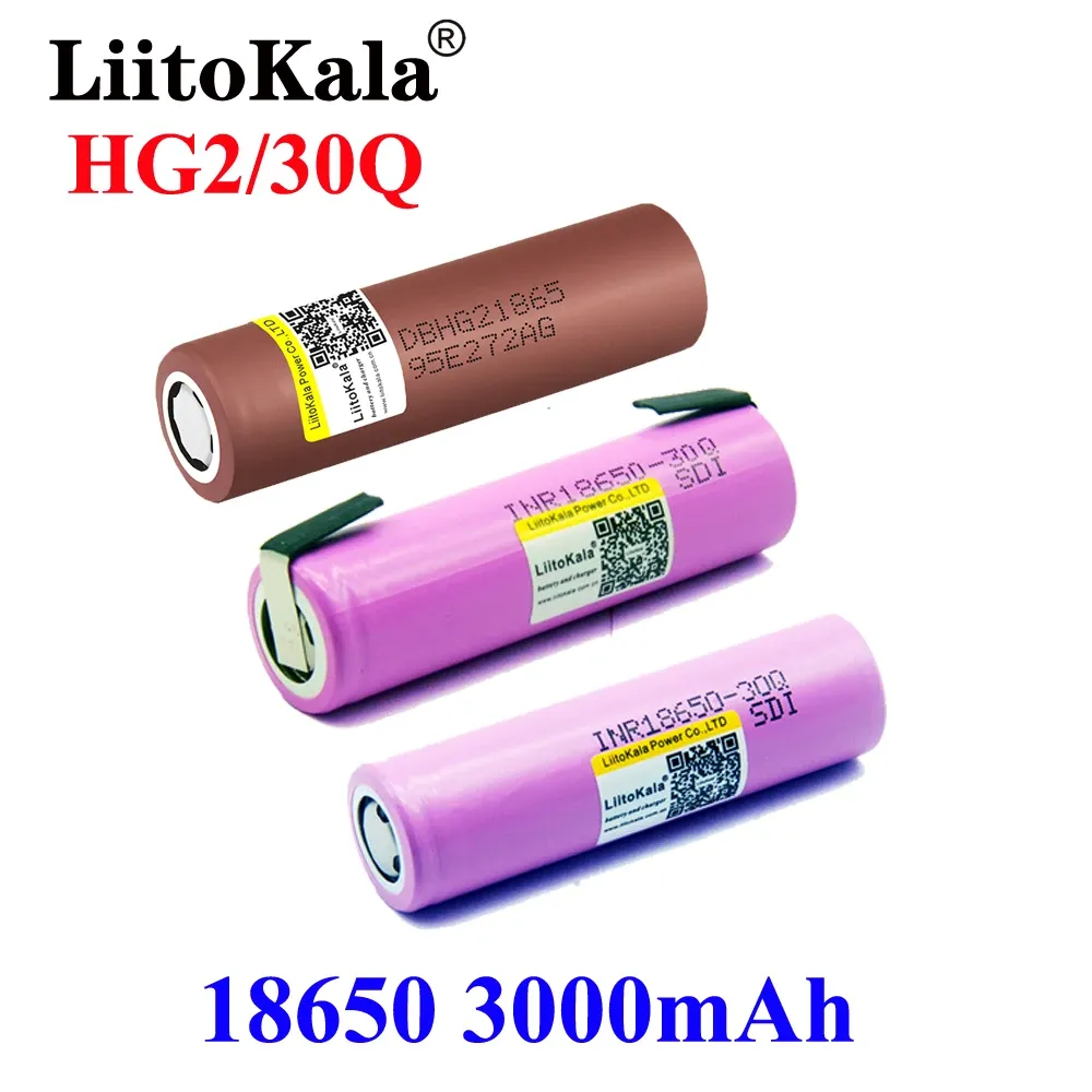 LiitoKala HG2 18650 Rechargeable Li Ion Battery 3000mAh 3.7V 30A High ...