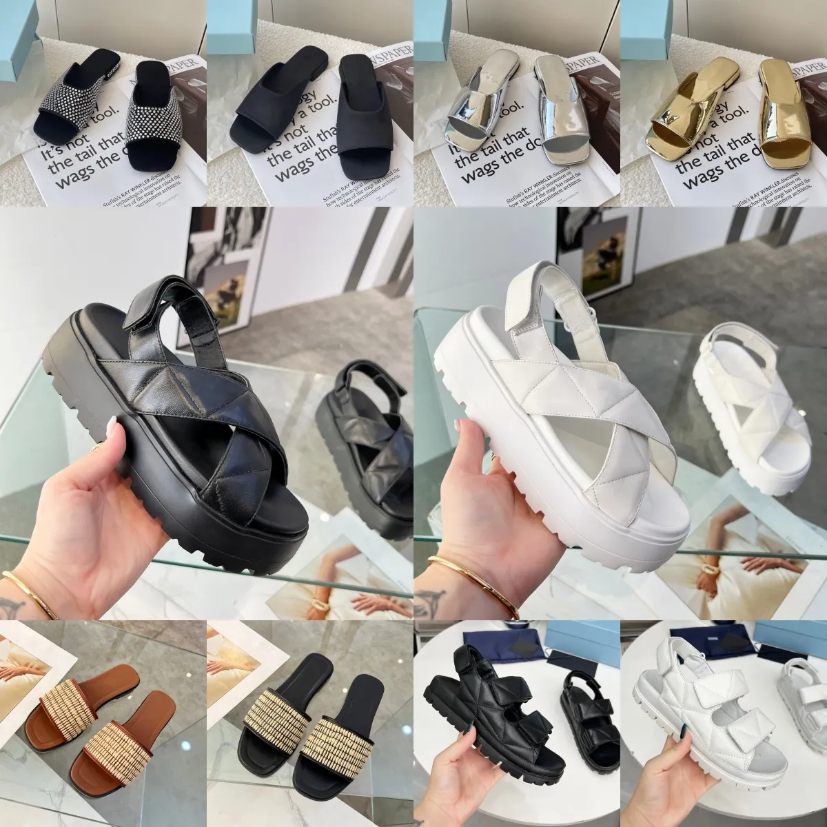 Bulk Designer Womens Slide Sandals, Embossed Leather... At Only $24.6 ...