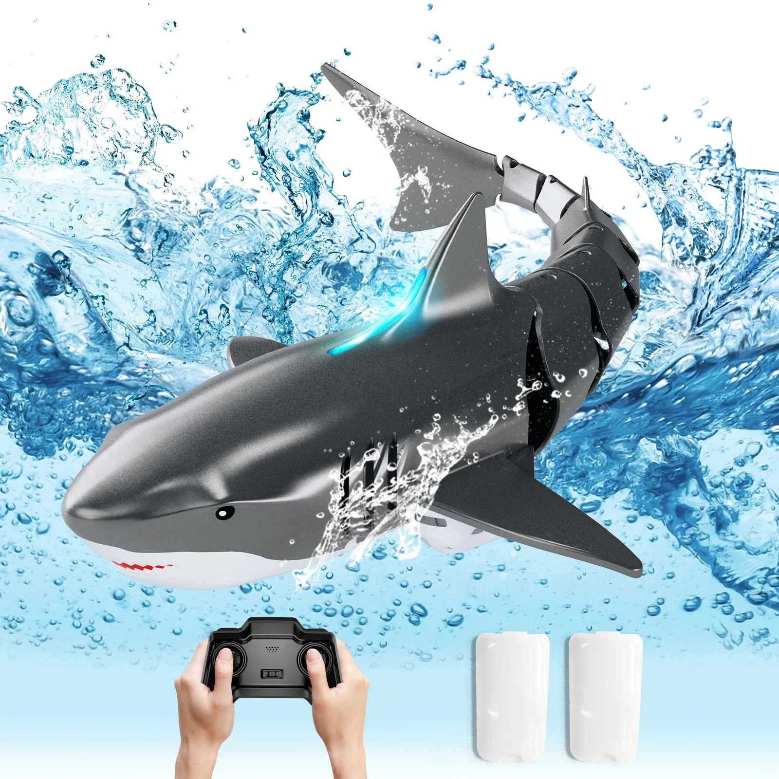 Remote Control Shark Toy For Swimming Pool 2.4Ghz Waterproof RC Boat ...