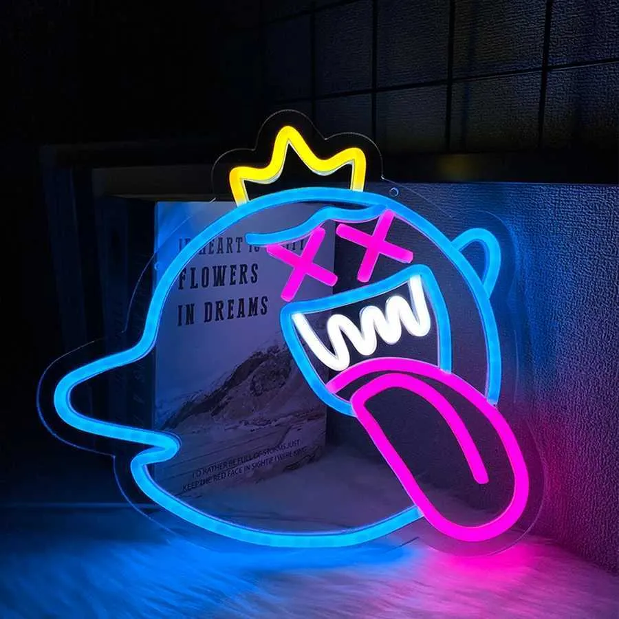 Video Game Neon Sign, Ghost Night Light: USB Powered LED Neon Wall Art ...