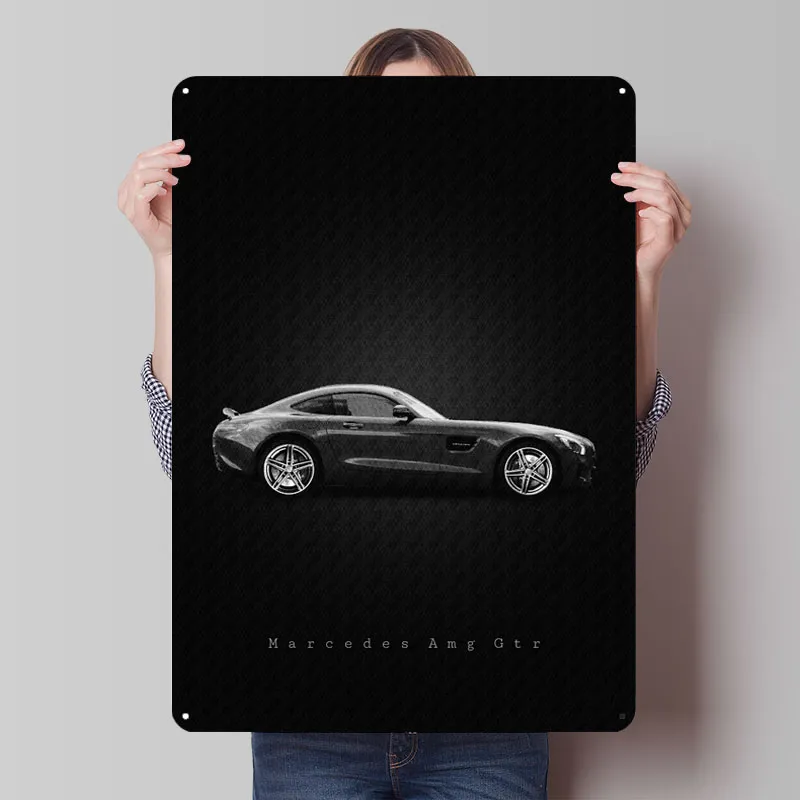 Custom Custom Printed Tins Sign For Mercedes AMG GTR Sketch Sign Modern ...
