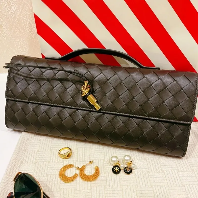 Woven Leather Handbag Exquisite Woven Baguette Purse, Retro Style ...