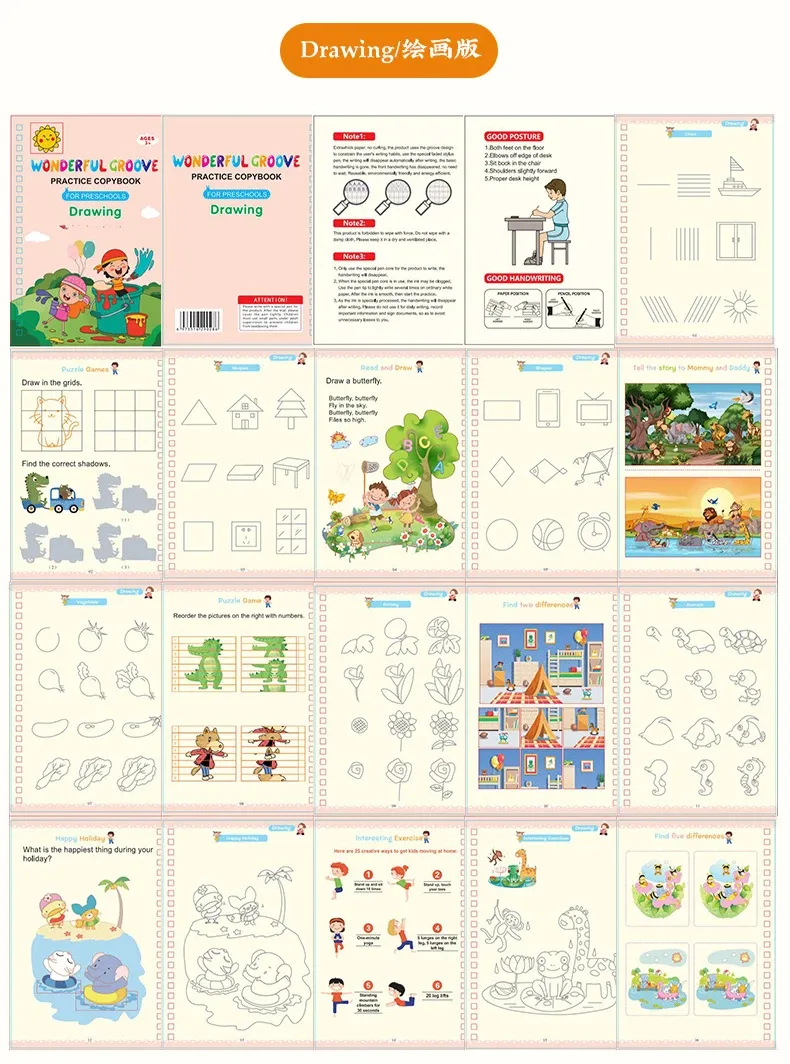 Children's Groove Calligraphy Practice Book: Pen Control, Drawing ...