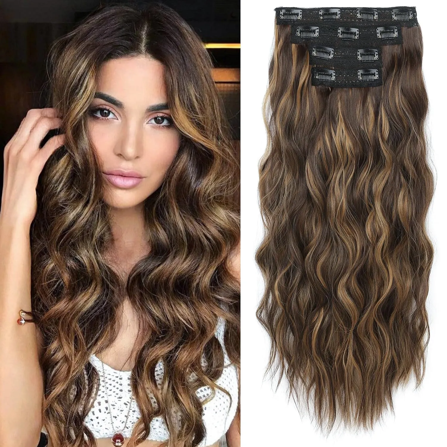 YK Wave Hair Patch 20 Inches Natural Invisible Clip In Hair Extensions ...