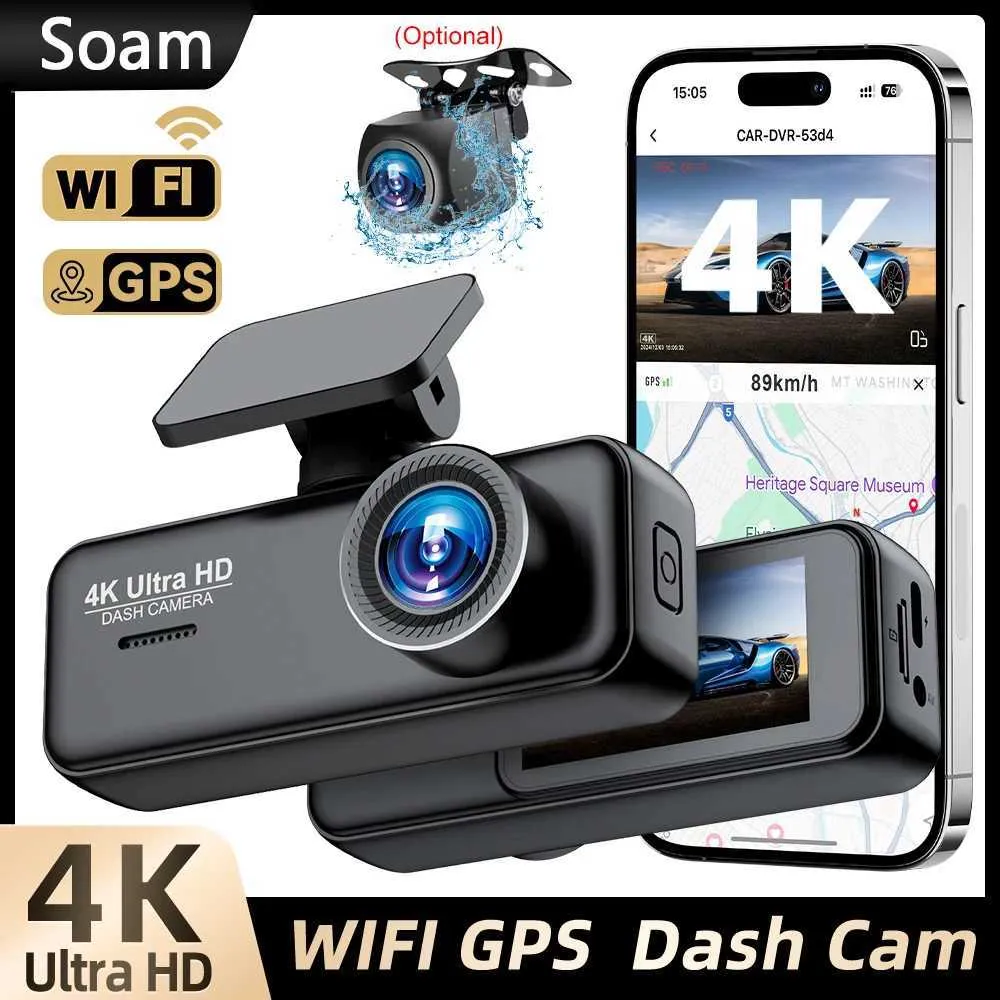 Soam 4K Ultra HD Car DVR Dash Cam Front & Rear, 170° Wide Angle, WiFi ...