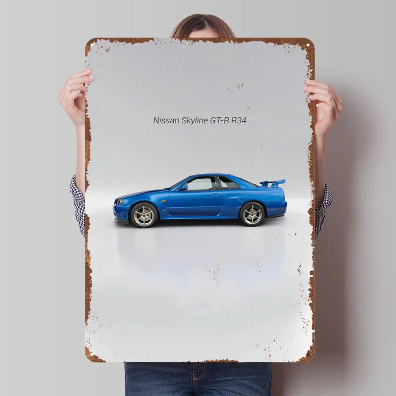 Customizable Nissan Skyline GT R R34 Metal Sign Classic Ford Model T ...