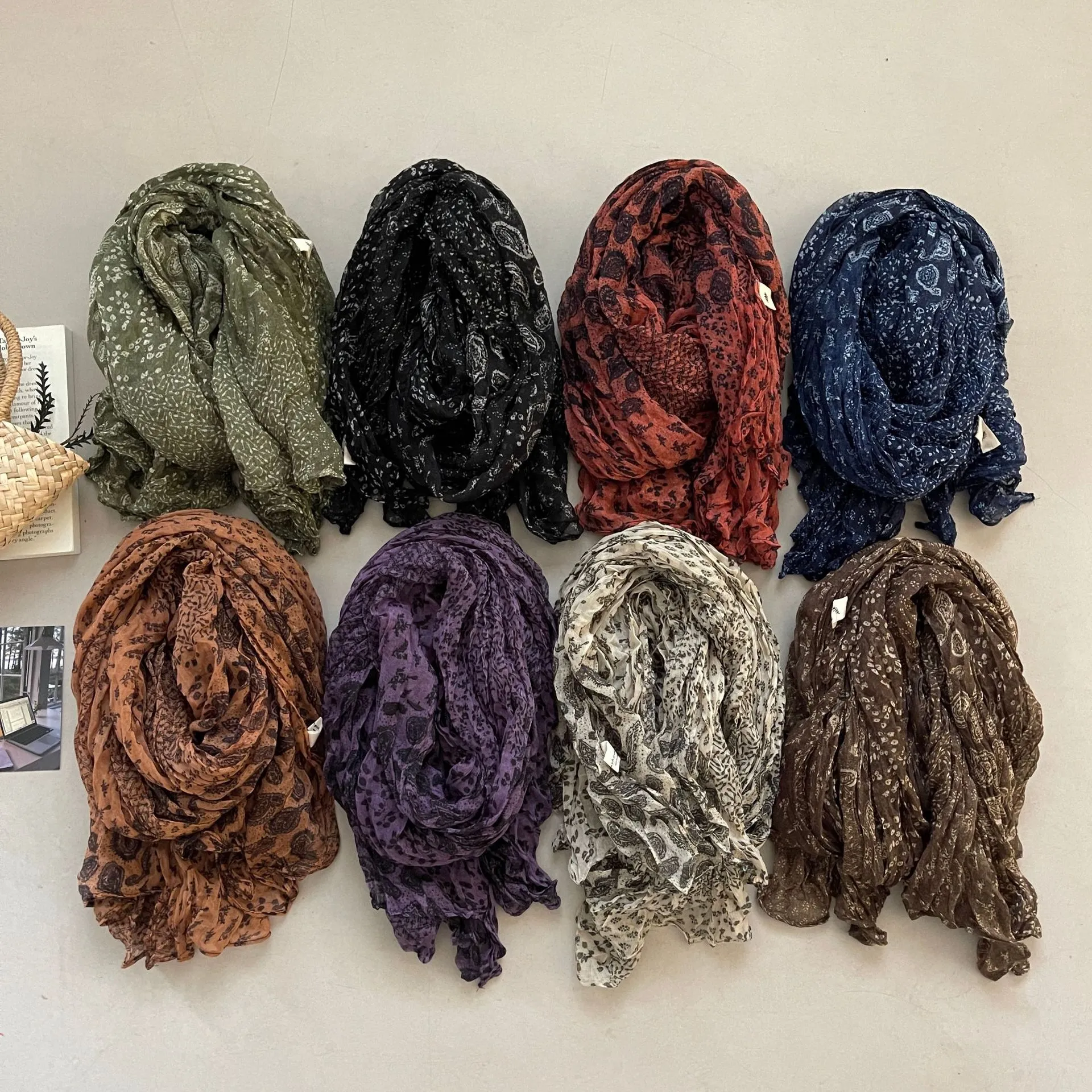 K646 Printed Scarf 2025 Spring And Autumn New Style, Literary Retro ...