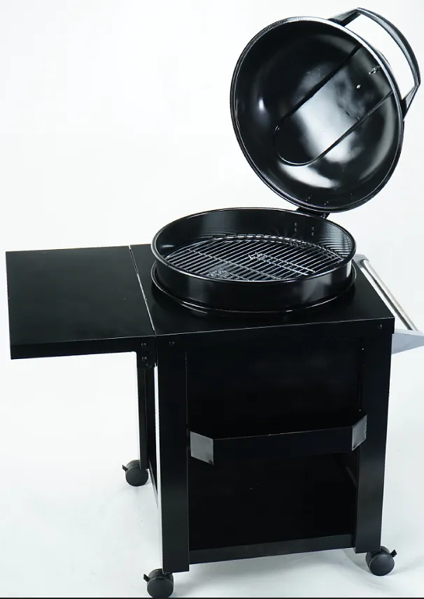 Affordable Barbecue BBQ Charcoal Grill With Table Shiny Black Enamel ...