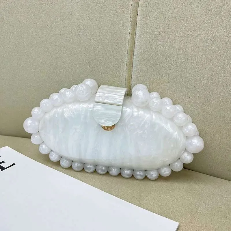 Elegant Pear White Acrylic Clutch Socialite Style Marble Pattern ...