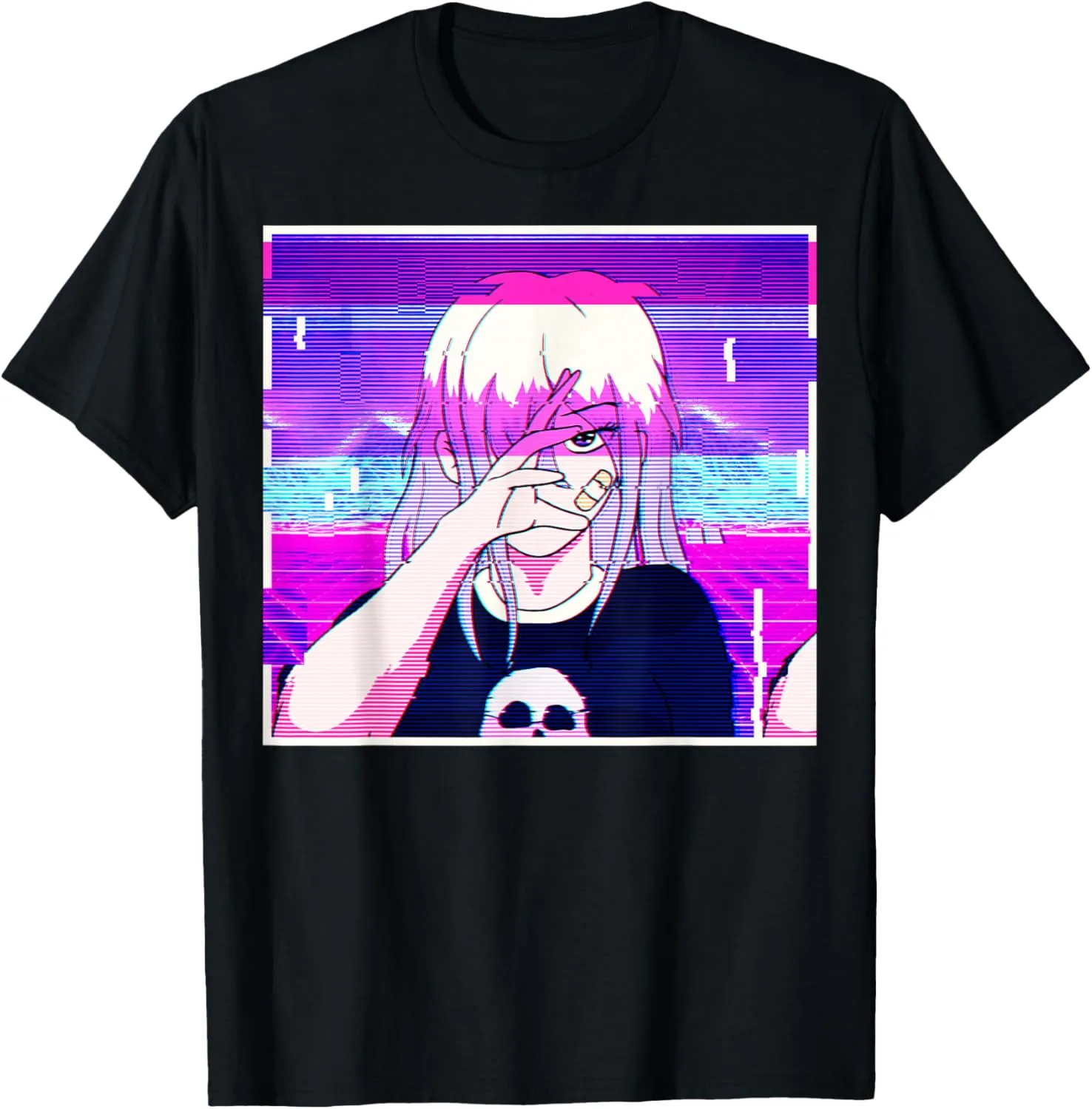 Maglietta Emo Anime Girl Goth Vaporwave Estetica Retrò Glitch Da 13,08 ...