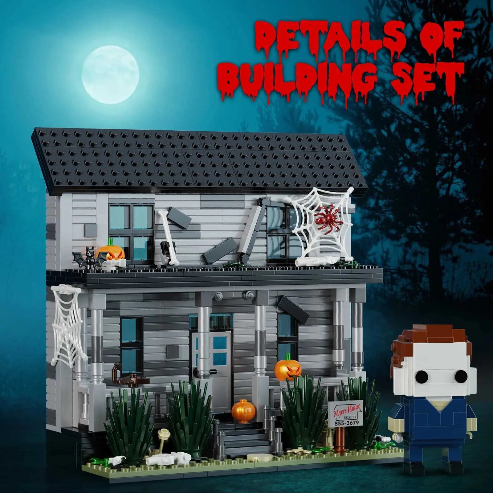 Horror Movie Character Building Block Set, Spooky Architecture Model ...