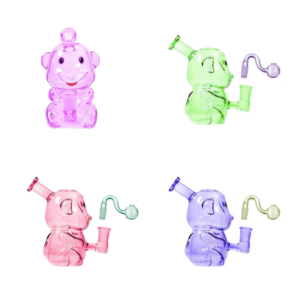 Wholesale 3D Monkey Shape Glass Dab Rig Bong Colorful Cheap Mini Water ...