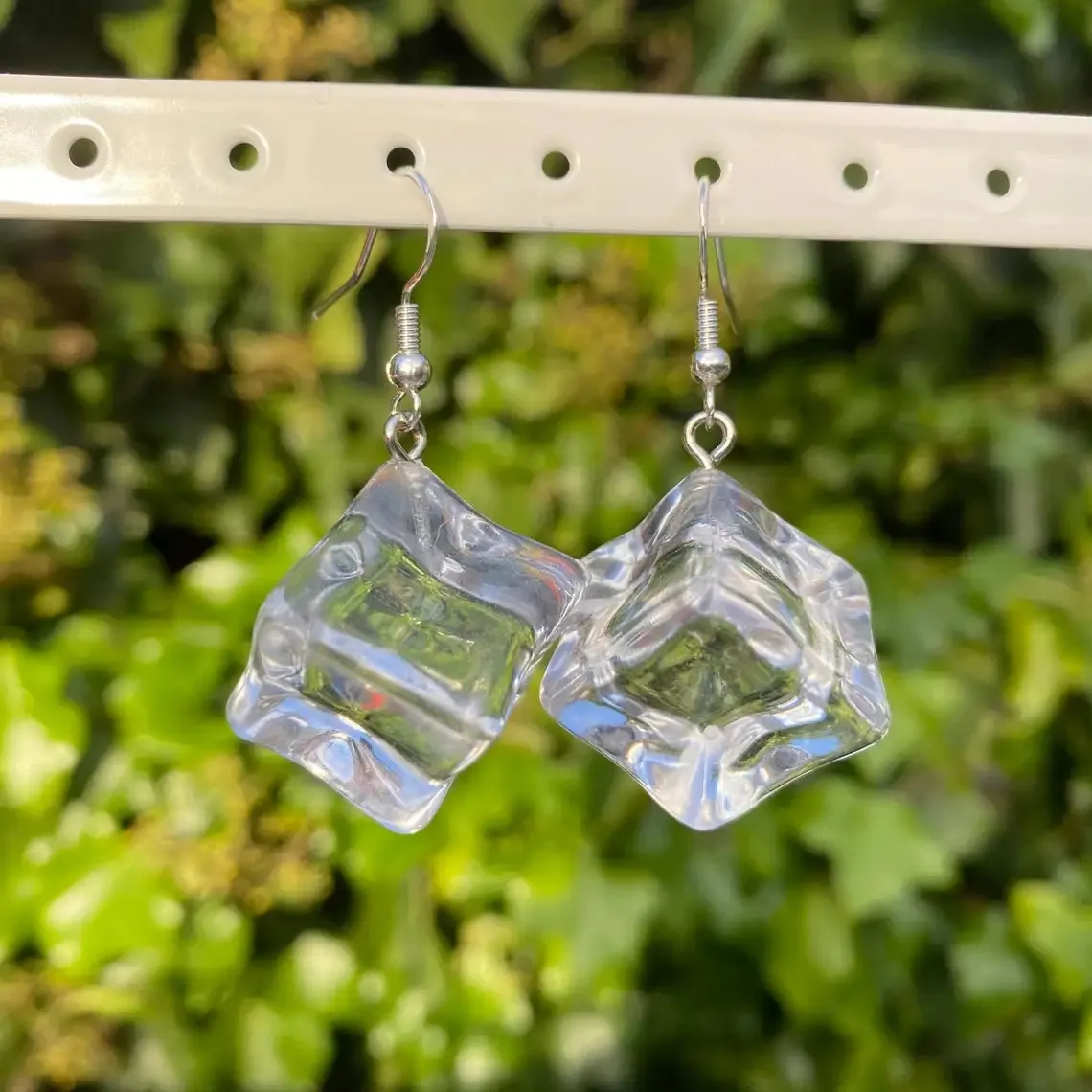 Geometric Square Resin Ice Cube Transparent Earrings Transparent ...