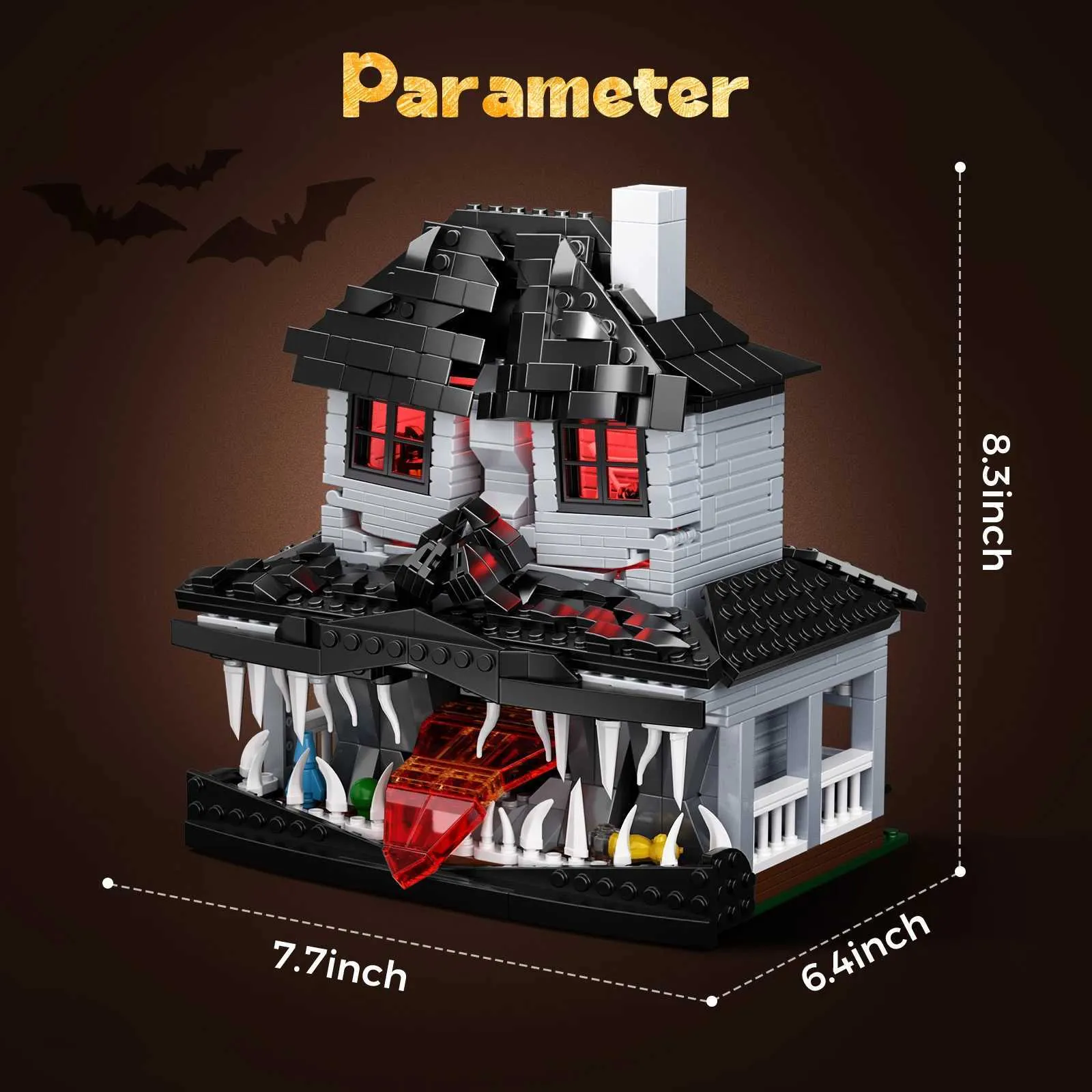 Light-Up Haunted House Building Blocks - Spooky Monster Mansion ...