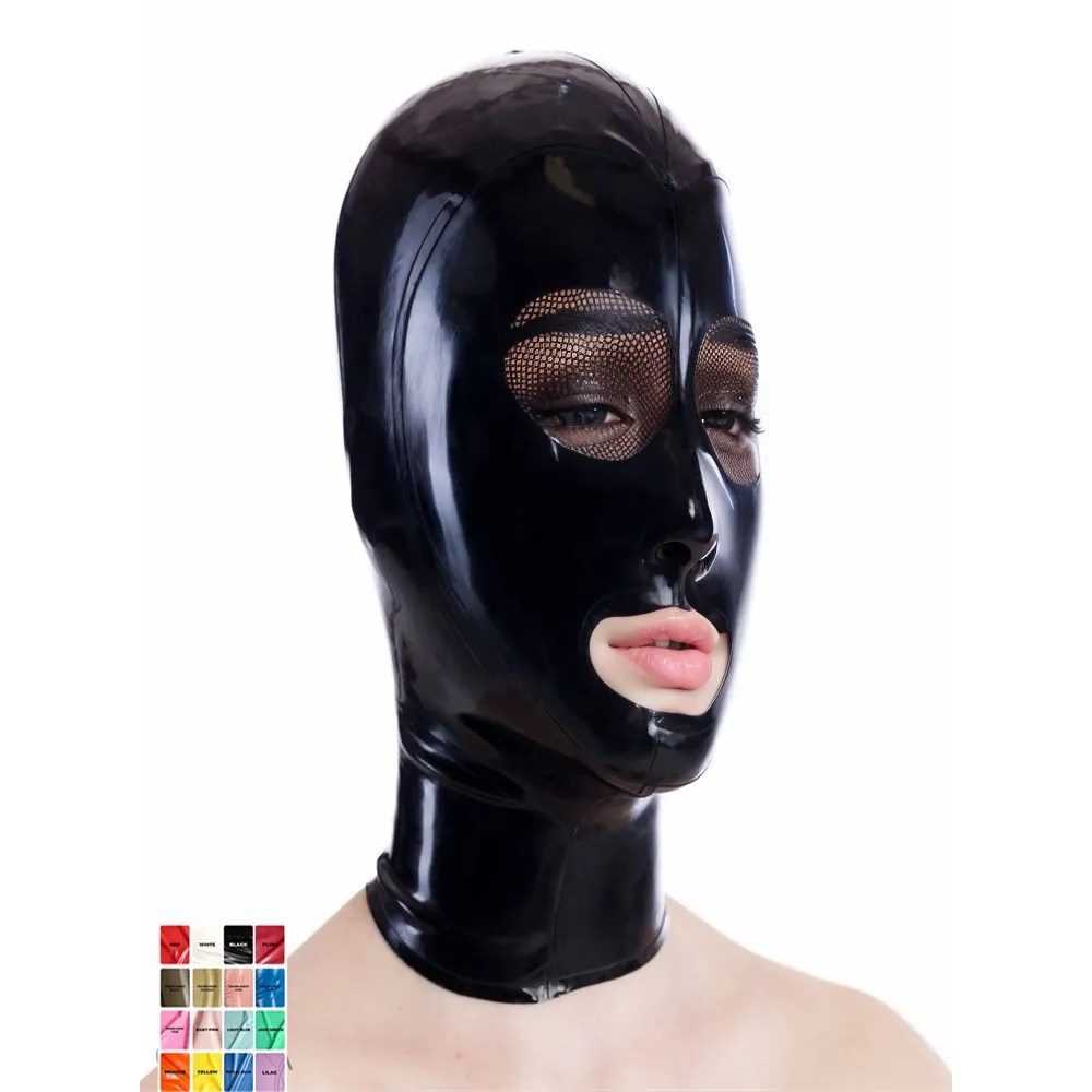 Handmade Eurocat Black Women's Latex Face Mask With Mesh Eye Design And ...