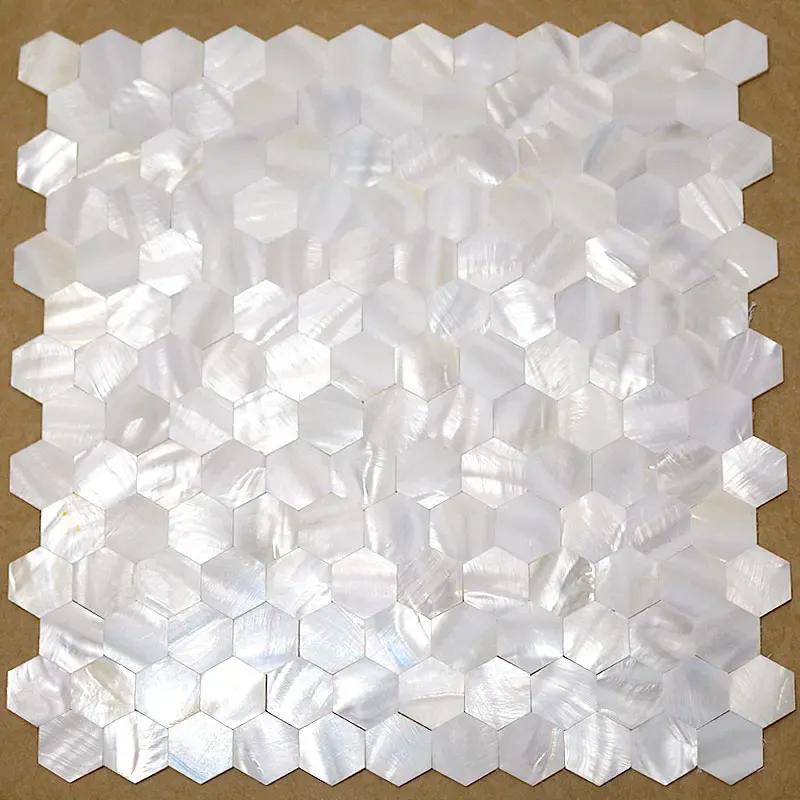 Hexagon Mother Of Pearl Shell Mosaic Tiles Natural... From Walltiles ...
