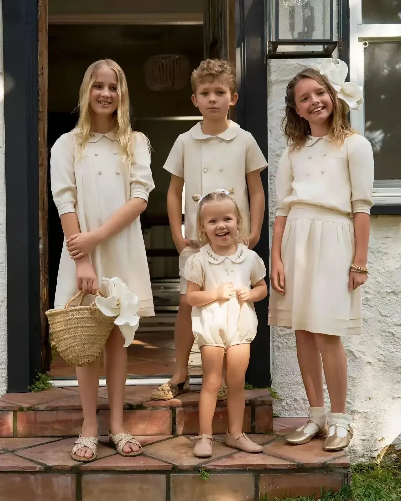 25SS Linen Embroidered Family Matching Family Dress Set For Girls And ...