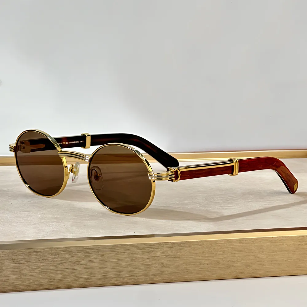 Vintage Round Sunglasses Men Gold Frame Brown Lens From Jenlsky 48