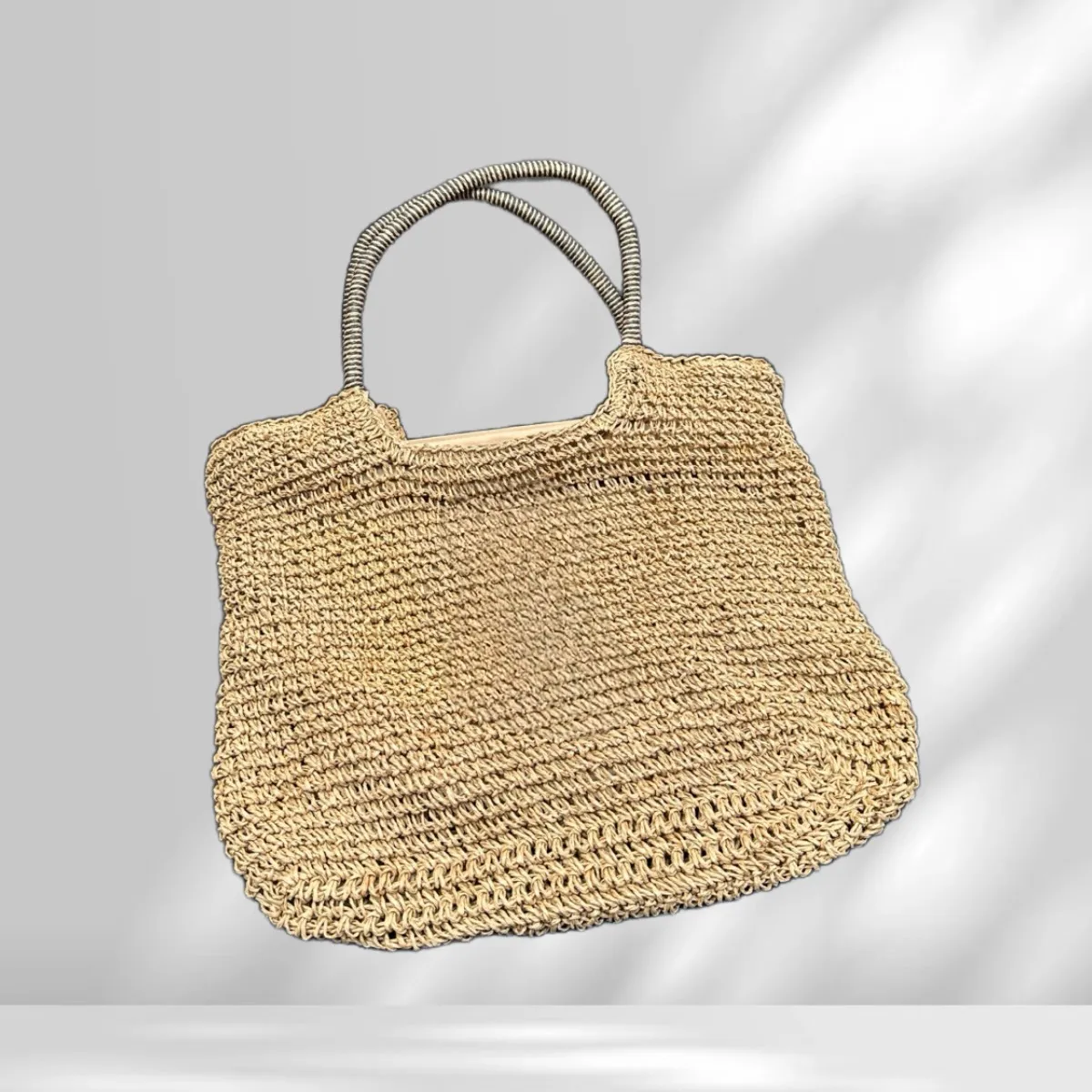 Spacious Beige Shopping Bag: Versatile Beach Tote Bag, Durable Woven ...