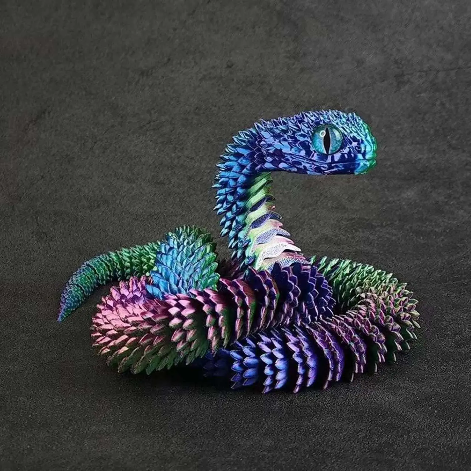 Articulated Mini Snake Dragon 3D Printed Rubenesque Figure Rotatable ...
