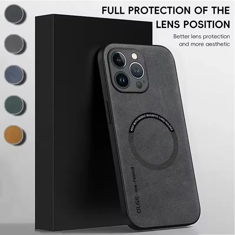 Leather MagSafe Shockproof Phone Case for iPhone 16 16e 15 14 Plus 13 ...