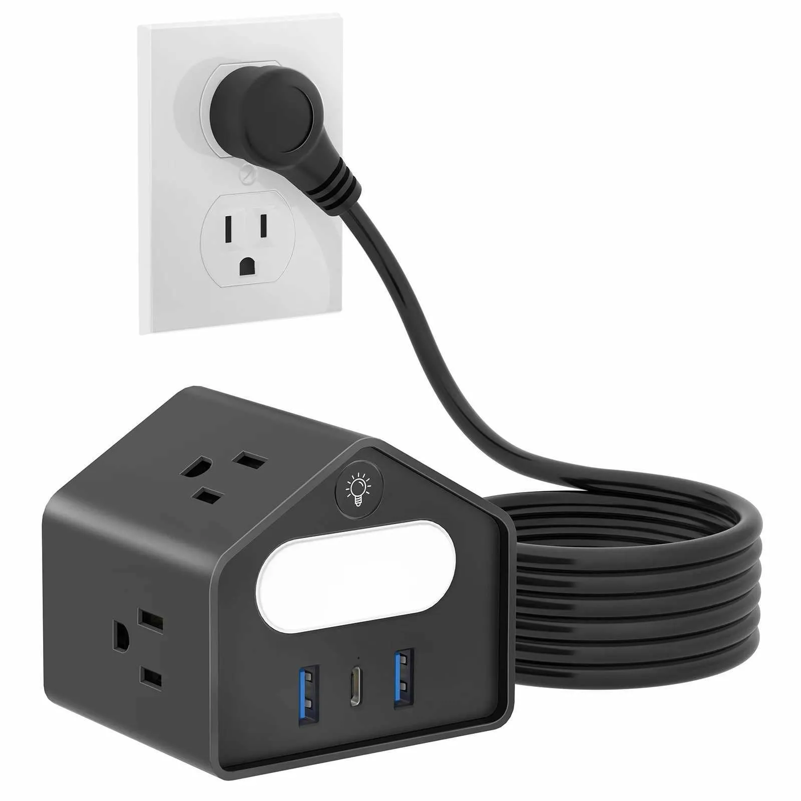 High Power Outlet With USB Ports Desktop Charging Station With Night ...