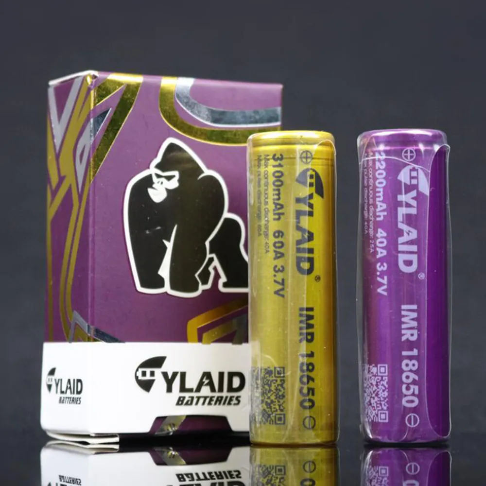 Cylaid 18650 Rechargeable Li Ion Batteries: 3100mAh 60A Gold & 2200mAh ...