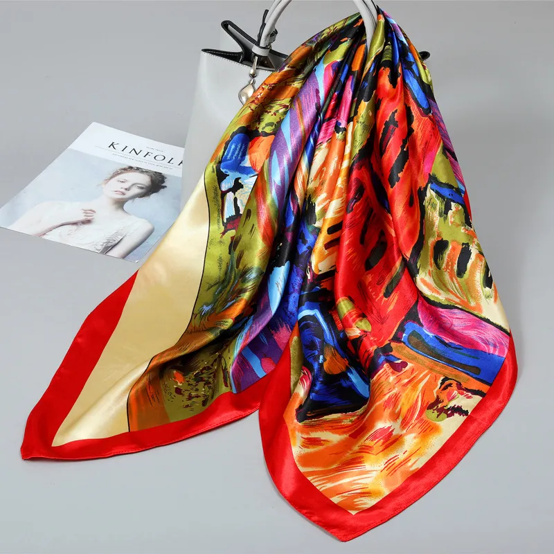 Elegant Silk Scarf - Lightweight Spring/Autumn Square Scarf, Versatile ...