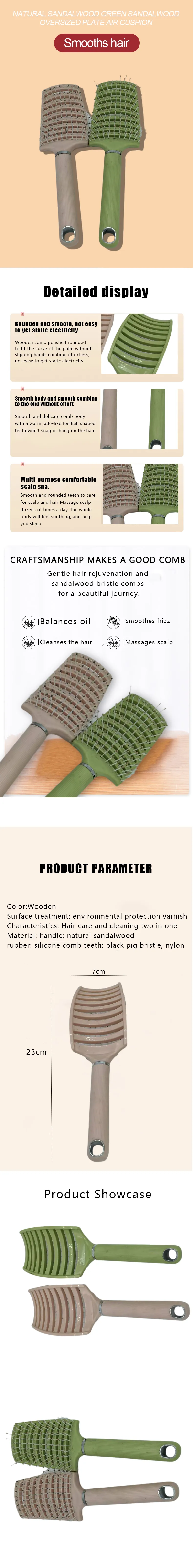 Anti-static soft nylon bristles curved ventilated hair brush with PVC ...