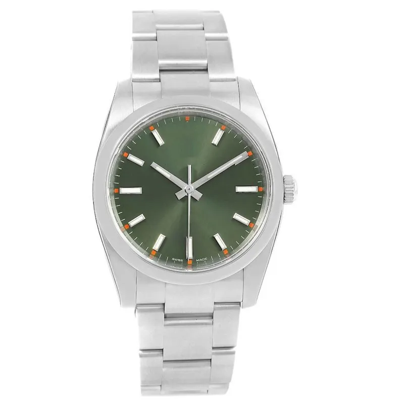Luxury New Mens Watch Automatic Movement Perpetual 34 Olive Green Steel ...