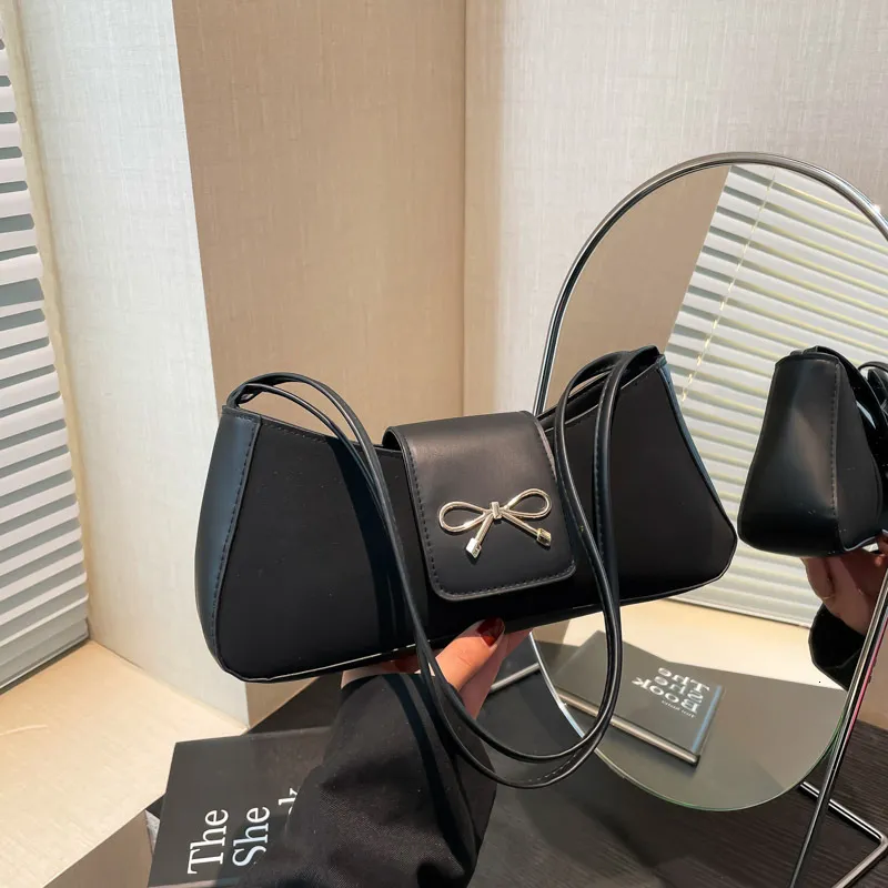 Tote Designer Handbag Mini Half Moon PU Material Bow Shoulder Bag with ...