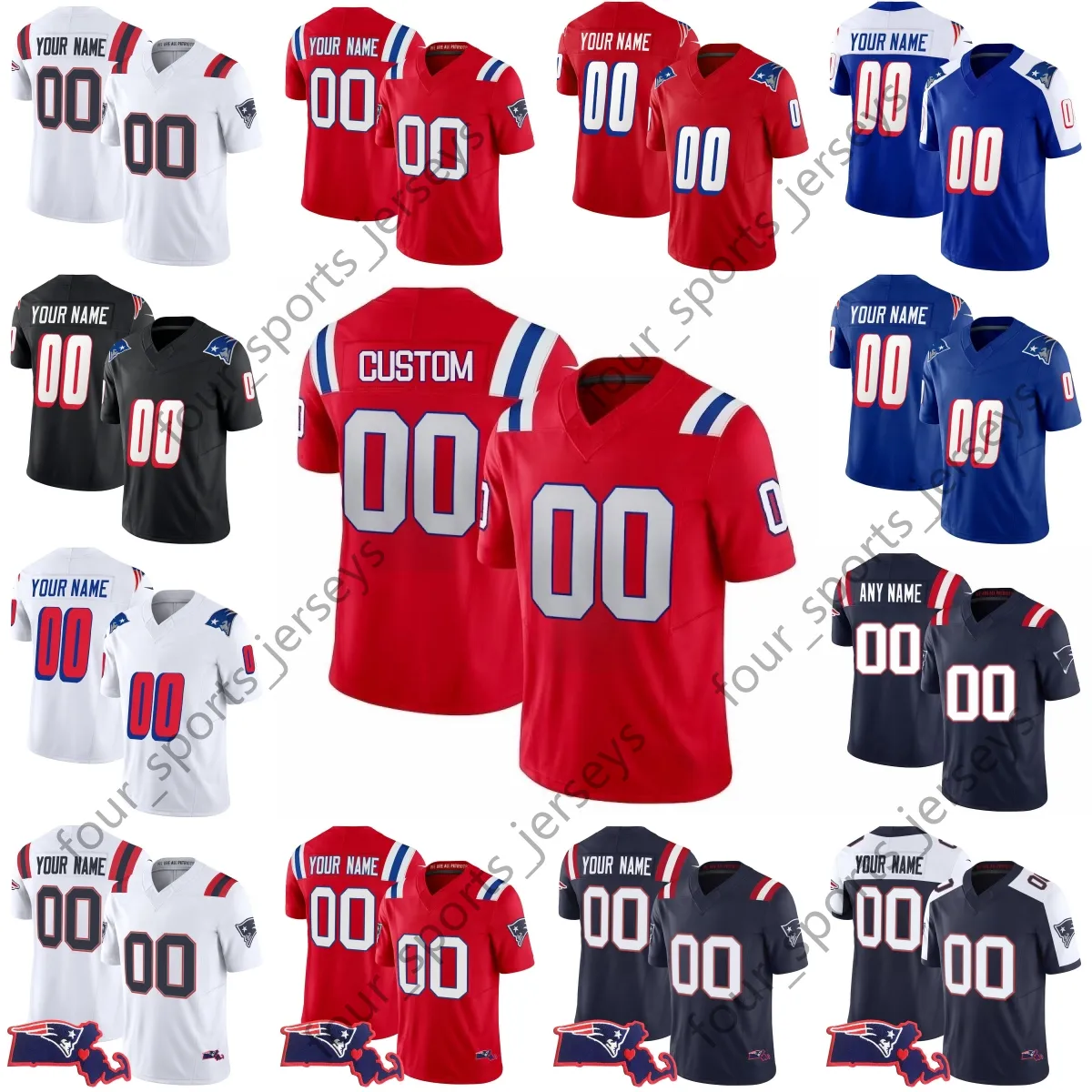 Personalized American Football Shirts Featuring Drake Maye, Bill ...