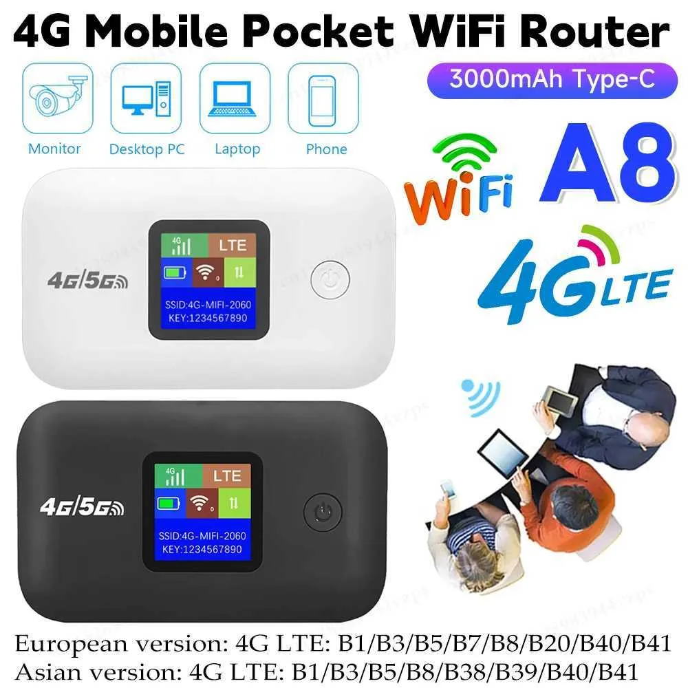 4G LTE Wireless Router 150Mbps 3000mAh 4G Mobile WIFI Router Portable Pocket MiFi Modem Mobile ...